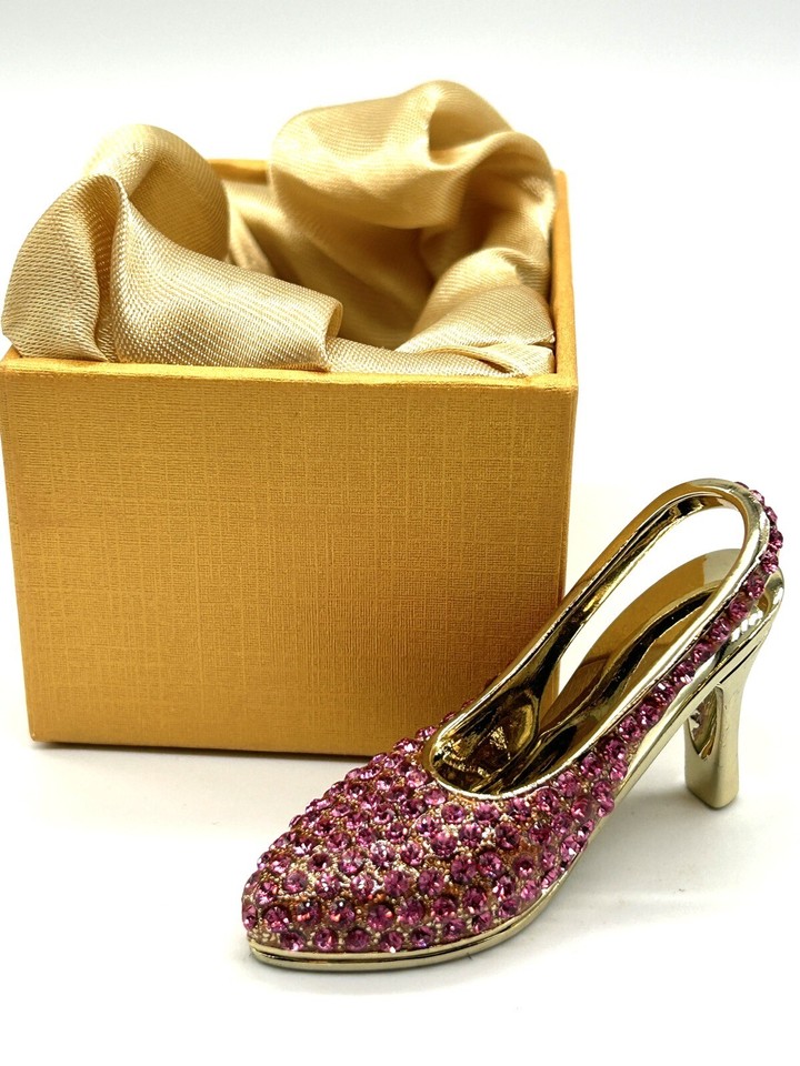 Collectible Pink Rhinestone Shoe 2.75” Sling Back Heel Cast Metal NIB ...
