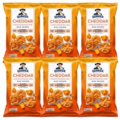 Quaker Rice Crisps CHEDDAR Flavor 3.03oz 6 Bags Snacks Cakes Popped ...