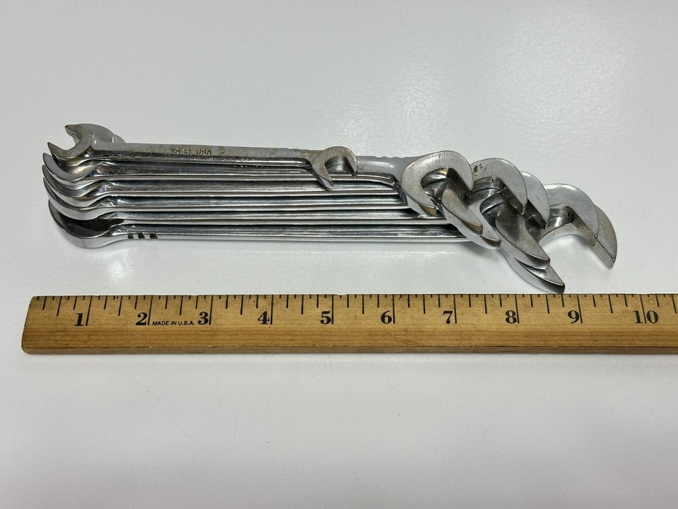 Snap-On Tools USA 6pc SAE 4-Way Angle Open-End Wrench Set Lot, VS12 ...