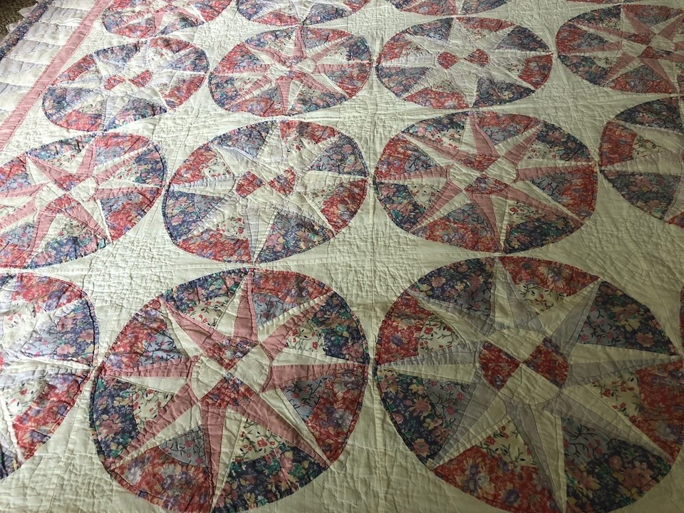 Vintage Cotton Patchwork Quilt Dresden Plate variation by ARCH QUILTS ...