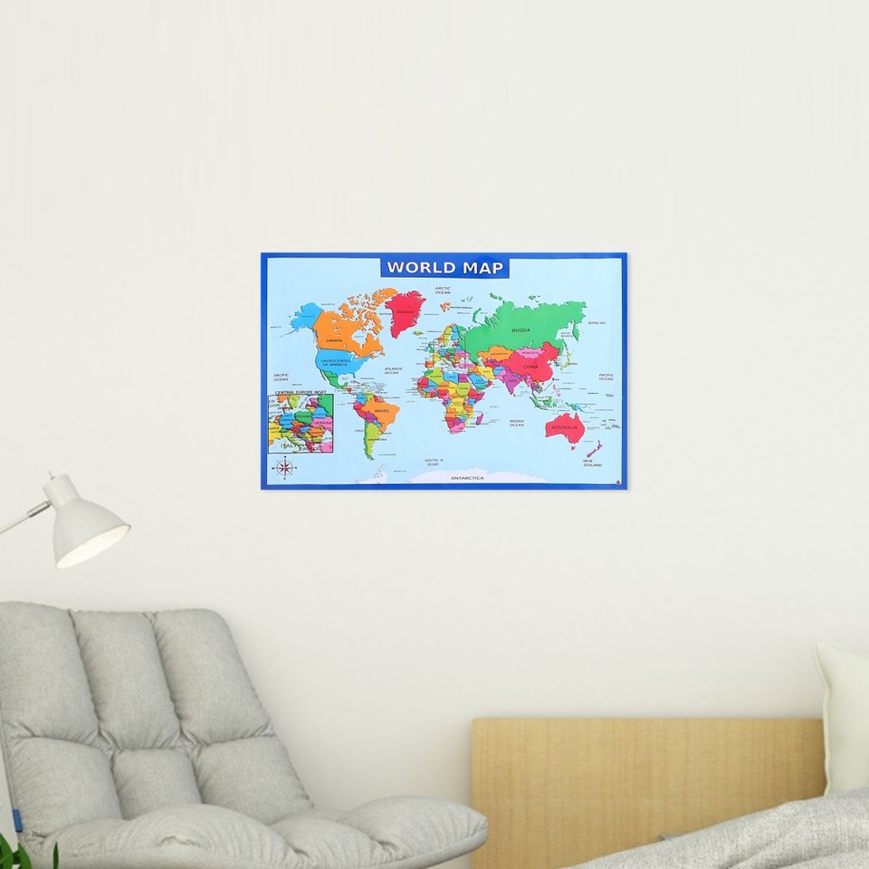 Colorful Geography Map Poster of America World Map for Educational ...