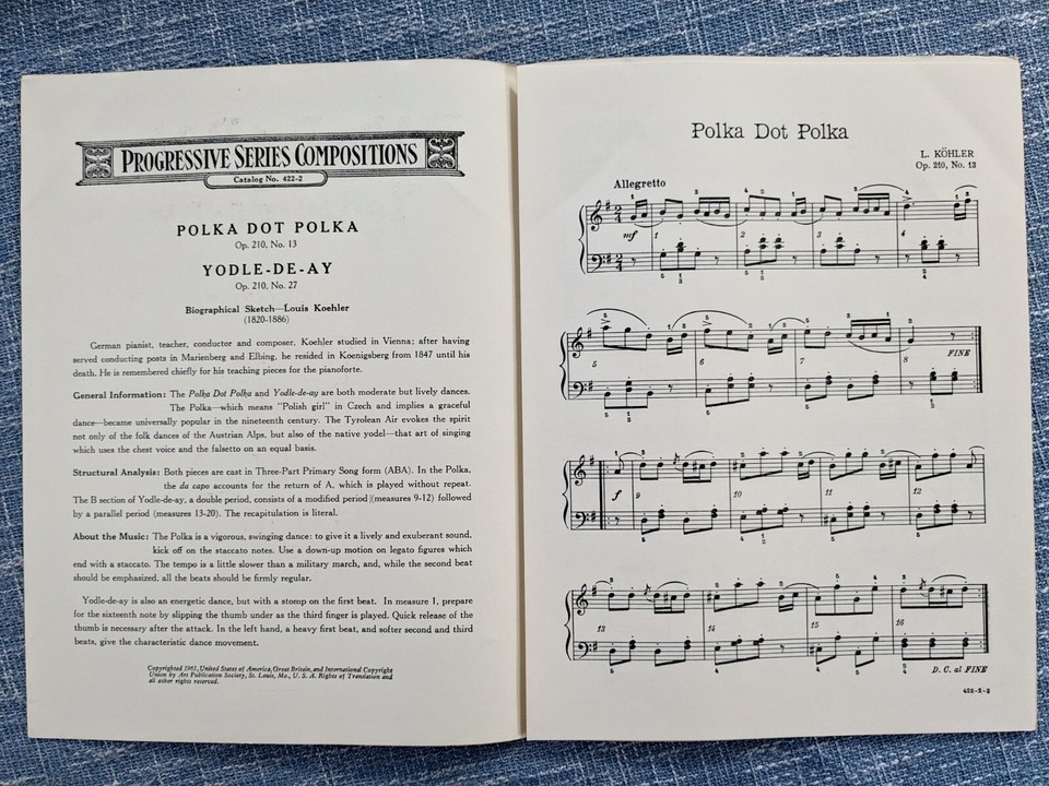 Polka Dot Polka & Yodle-de-ay 2 Songs by Louis Kohler (Art Publication ...