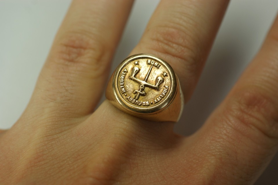 Vintage FBI 14K & 10K Gold Signet Service Recognition Ring US ...