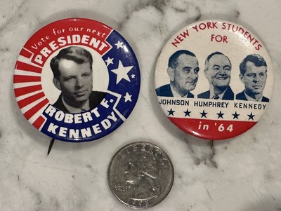 2 Vintage Robert Kennedy / Johnson Humphrey Campaign Buttons Pinbacks ...