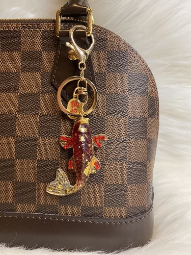 Japan Maneki Neko Lucky cat Koi fish keychain bag charm Red Fish Lucky ...