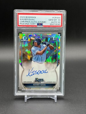 2023 Bowman Xavier Isaac Chrome Auto Atomic Refractor 1st #/100 PSA 10 ...