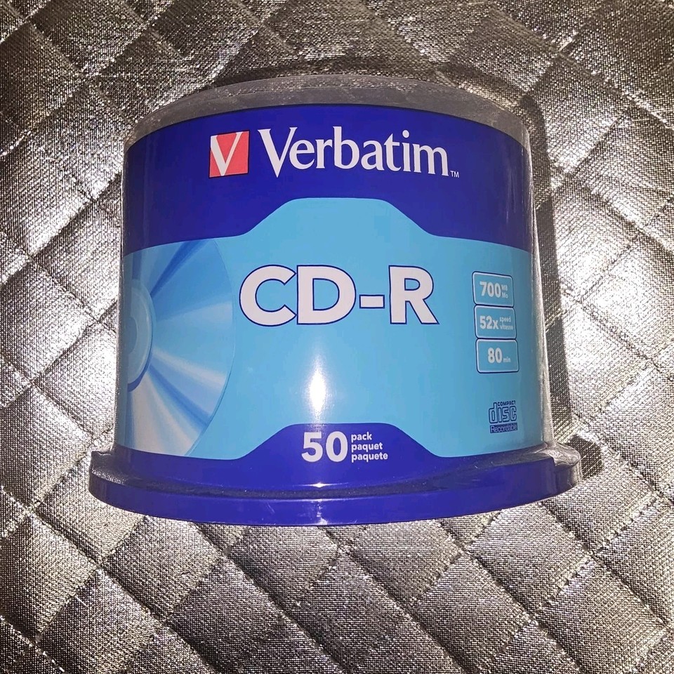 New! Verbatim CD-R Discs 700MB/80min 52x Spindle Silver 50/Pack 94691 ...