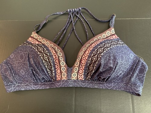 NEW Athleta Swim Bra Cage Back Blue Print Bikini Top Size XL | eBay