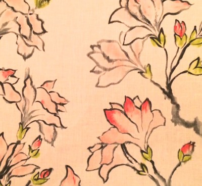 DESIGNERS GUILD Magnolia Tree Floral Pink White Black Linen England ...