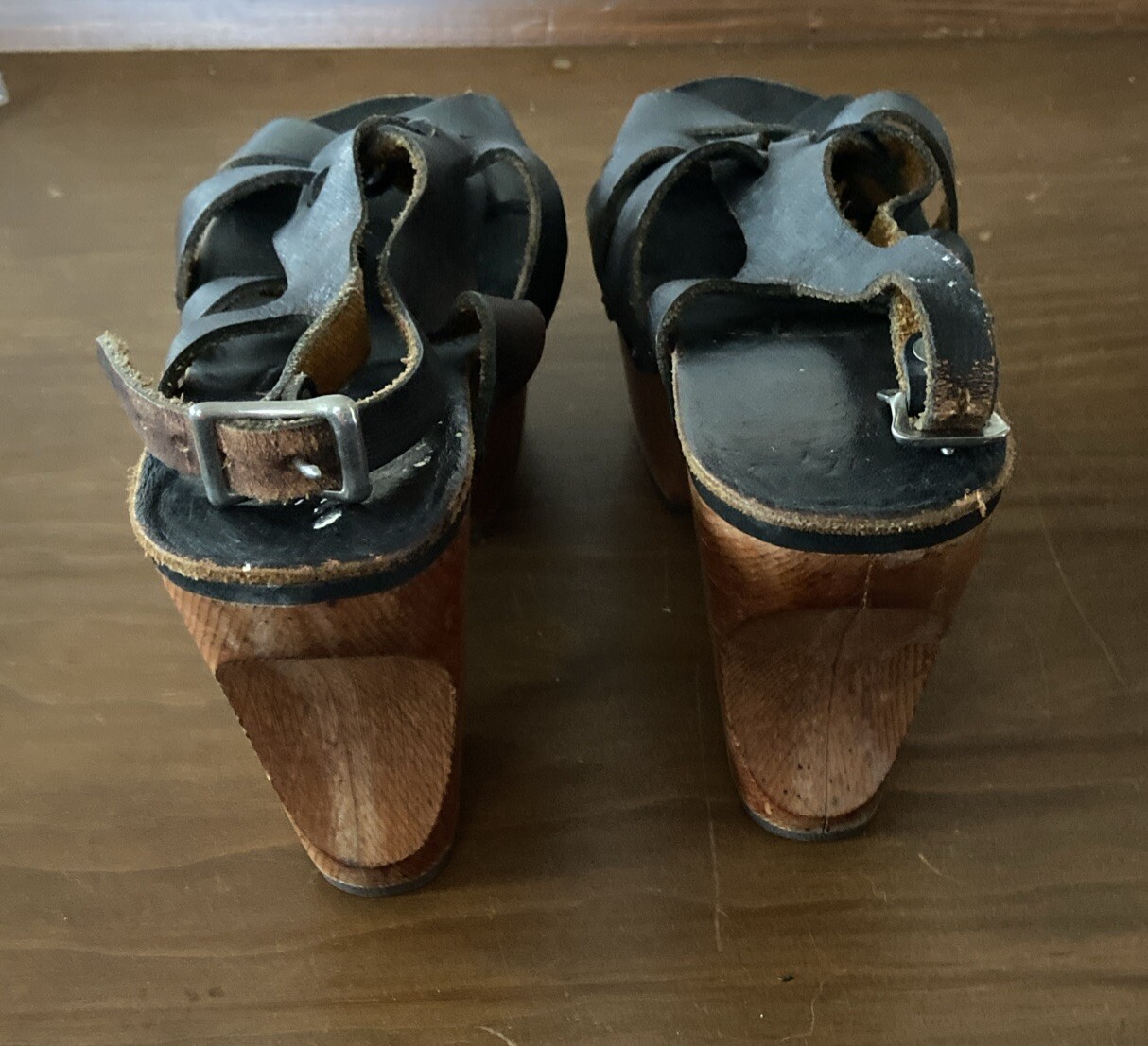 VTG Leapin Lizards 1970s Platform Shoes Wood & Leather Groovy Disco ...