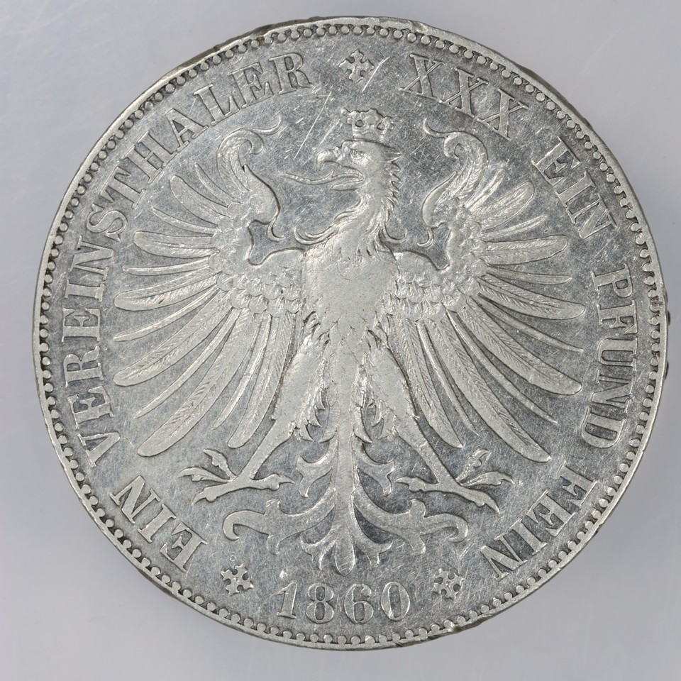 1860 German State of Frankfurt Silver Vereinsthaler / Thaler | eBay