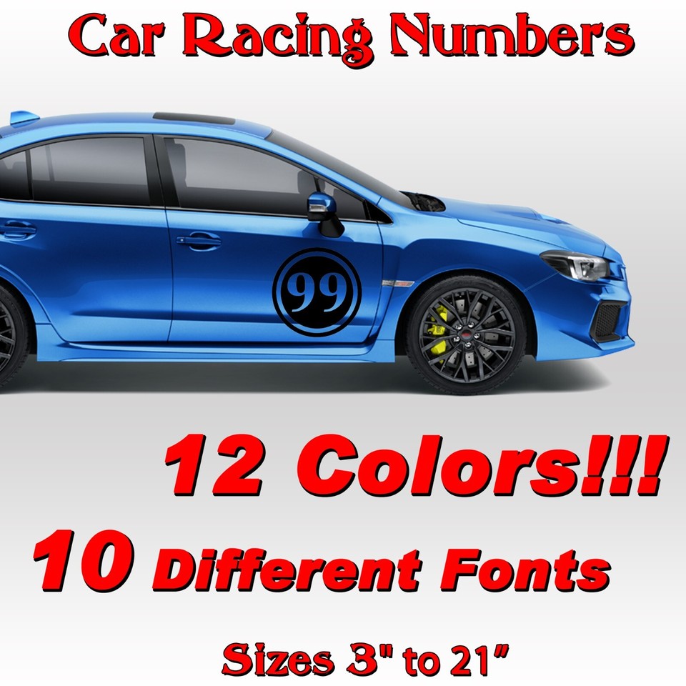 2 pack Racing circle numbers car door custom number rally sport die-cut ...