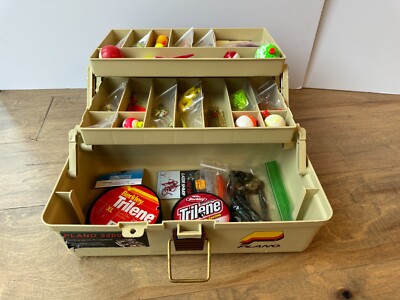 Vintage Plano Model 3200 Tackle Box Made In USA - LOADED Baits Lures ...