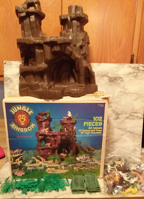 Vntg Tim Mee Toy JUNGLE PLAYSET - Zoo Safari Animals, Mountain, Trees ...