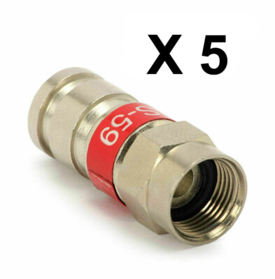 5 pcs PCT-TRS-59 RG59 F Connector Universal Coaxial Cable Compression ...