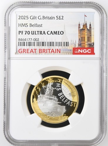 2025 Royal Mint HMS Belfast £2 Silver Proof Coin PF70 Ultra Cameo ...