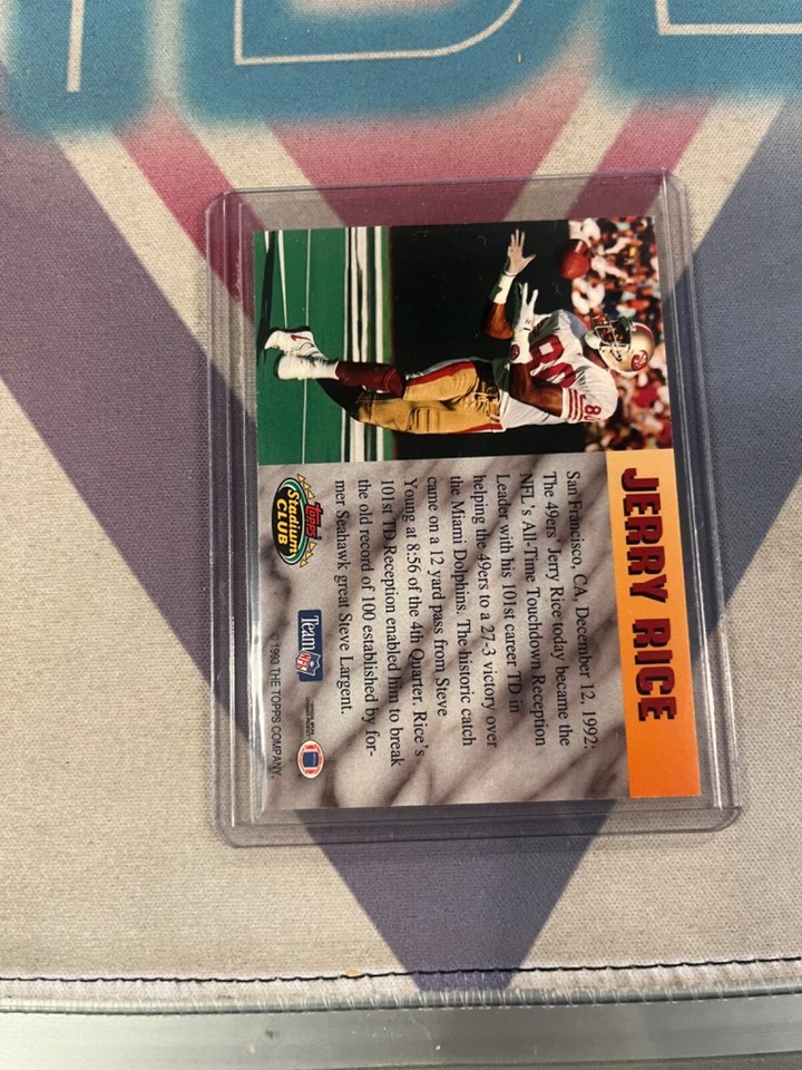 1993 Topps Stadium Club Jerry Rice 49ers Record Breaker Insert Card HOF ...