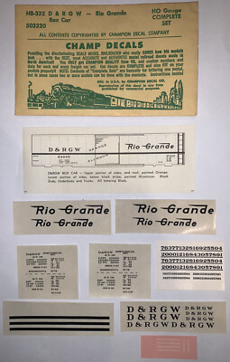 CHAMP HO DECAL - RIO GRANDE/D&RGW BOX CAR - SILV & ORANGE w/BLACK ...
