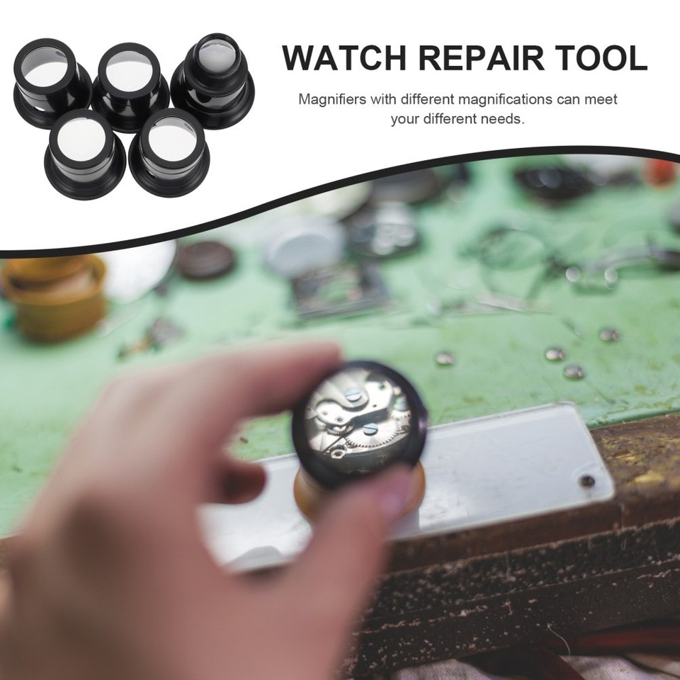 5Pcs Watch Repair Magnifiers Different Strengths Watchmakers Repairs ...