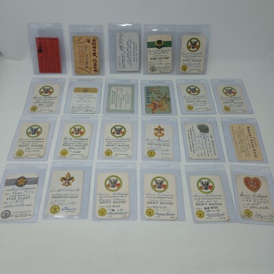 Lot Of 23 Vintage Boy Scouts Merit Badge & Other Assorted Cards BSA ...