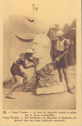 ITALY WWII Camp Farnese sculpting Mussolini head 1930s PC | eBay