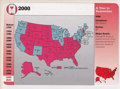2000 George W. Bush vs Al Gore Electoral Map 2001 GROLIER STORY OF ...