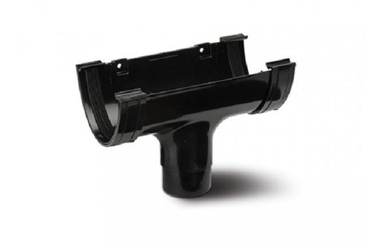 Polypipe 117mm Polyflow Deepflow Gutter Running Outlet in Black RD505 ...