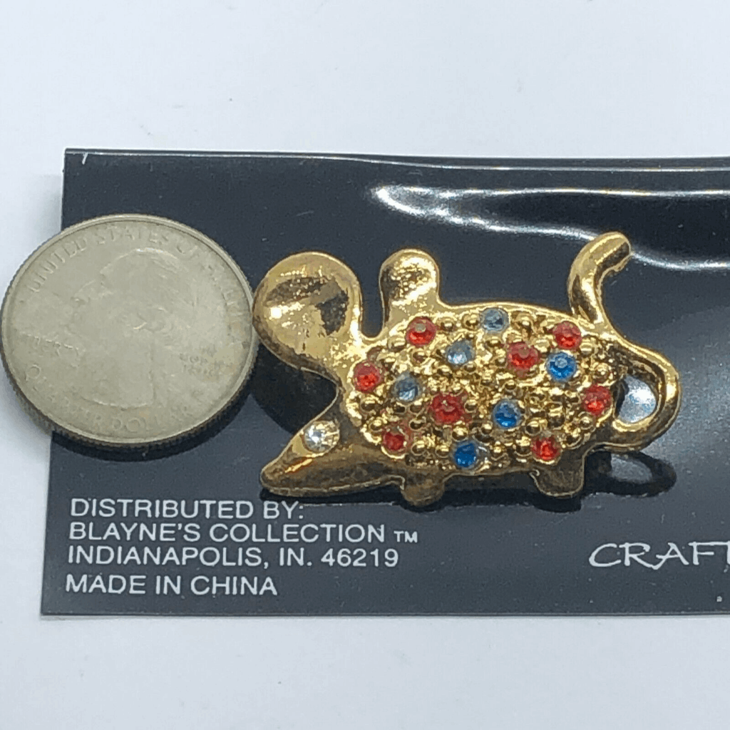 Craftmen Italy Blayne's Collection Gold Tone Rhinestone Covered Mouse ...