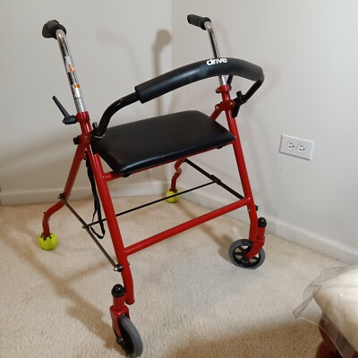 DRIVE-Two Wheeled Walker with folding Seat, Red & Black, very sturdy ...