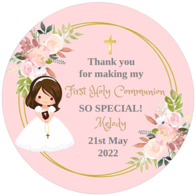 60 PERSONALISED 1ST COMMUNION STICKERS 40mm PARTY BAG SWEET BAG LABELS ...