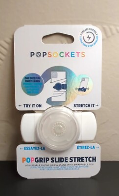 PopGrip Slide Stretch CLEAR ON WHITE Square Edges Grip | eBay