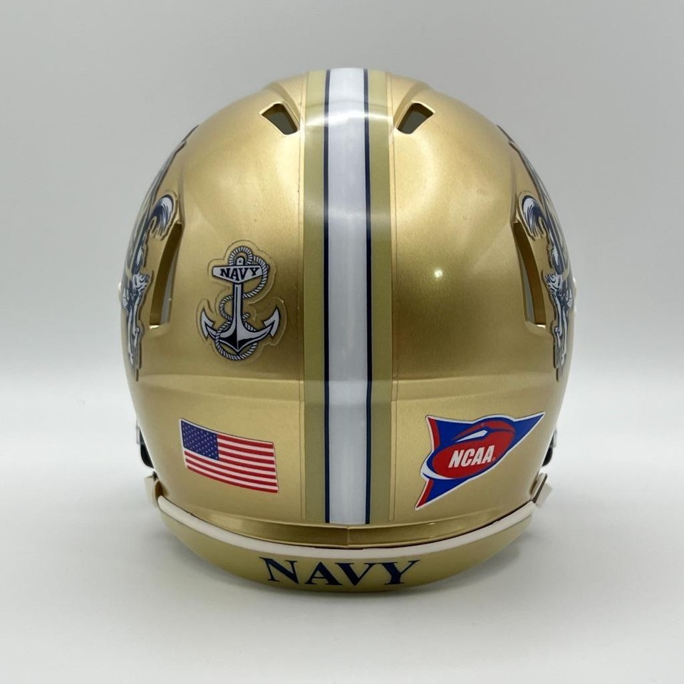 Navy Midshipmen CUSTOM Metallic Gold - Billy Goat Mini Football Helmet ...