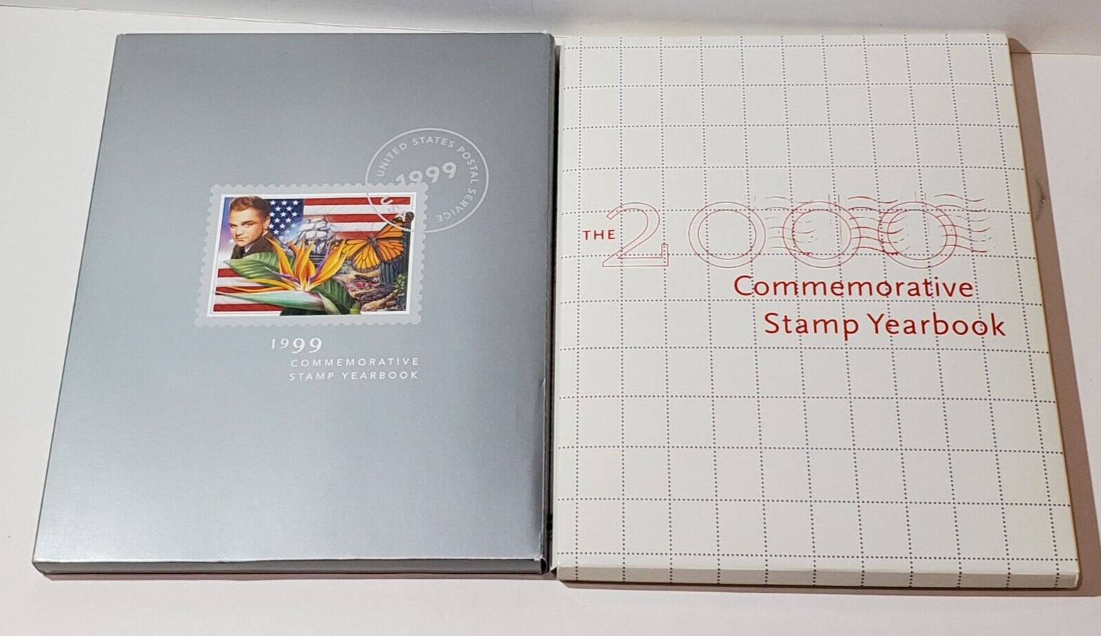 Lot (2) USPS Commemorative Stamp Yearbooks 1999 2000 Books Slipcovers ...