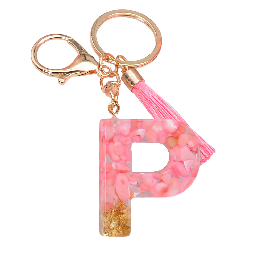 Resin Initial Letter Keychains with Tassel for Car Keys Wallet Handbags ...