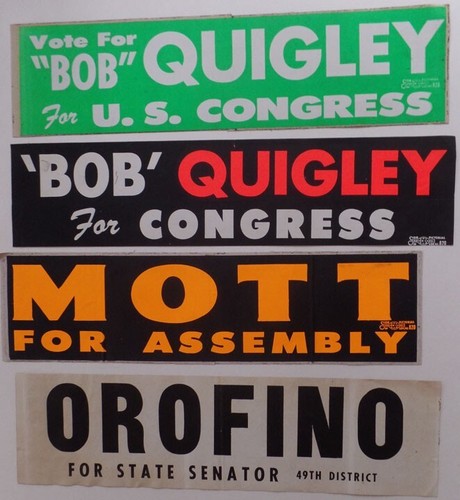 Group of New York Campaign Bumper Stickers from Various Offices 1960's ...