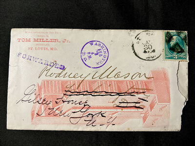 c.1880 antique TOM MILLER jr Envelope w Color Vignette to Washington DC ...