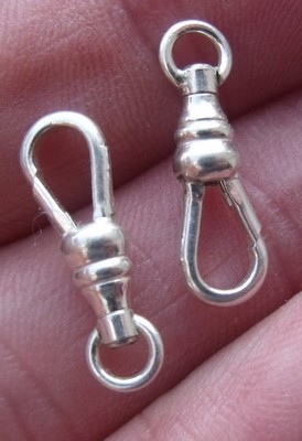 TWO STERLING SILVER MODERN REPLACEMENT POCKET WATCH CHAIN DOG CLIPS ...