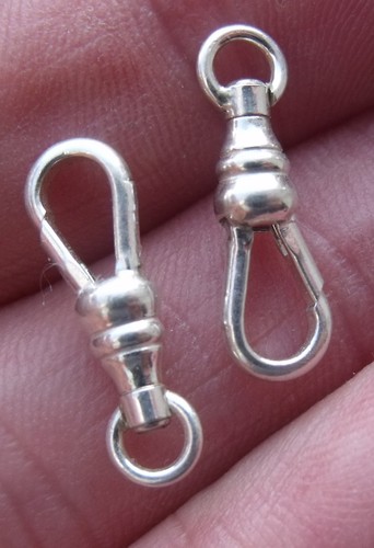 TWO STERLING SILVER MODERN REPLACEMENT POCKET WATCH CHAIN DOG CLIPS ...