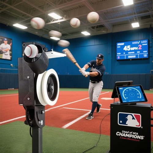 Lite 9" Baseball Pitching Machine, 8 Dimpled Baseballs, Adjustable ...