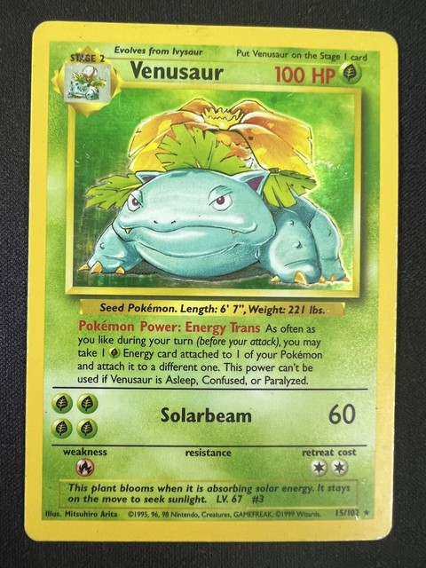 Pokémon TCG Venusaur Base Set 15/102 Holo Shadowless Holo Rare for sale ...