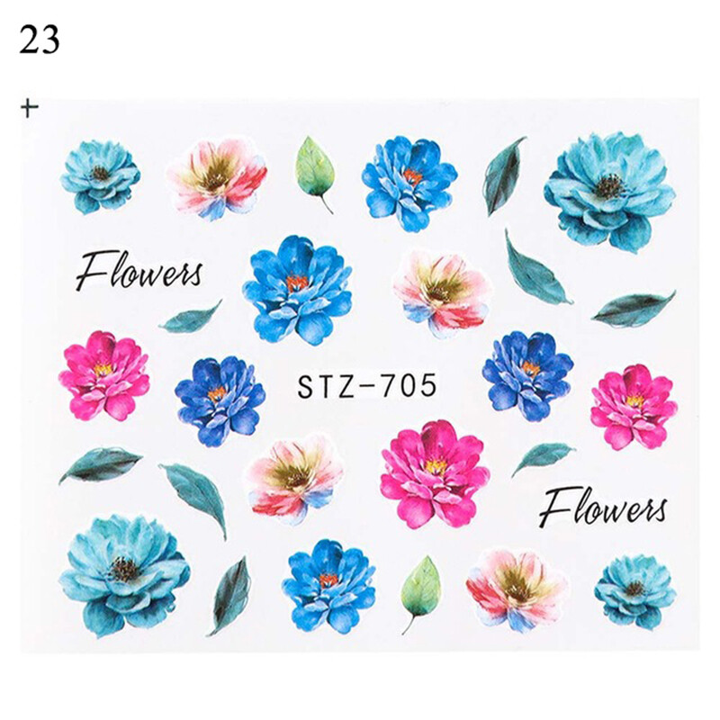 1 Sheet Flower Water Transfer Slider Flower Series Decal Nail Watermark ...
