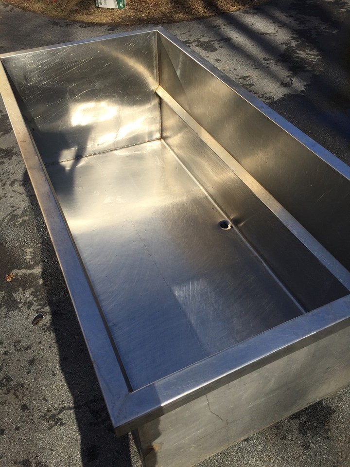 Huge Heavy Gauge Stainless Steel Vat Soak Wash Tub Tank with Outlet ...