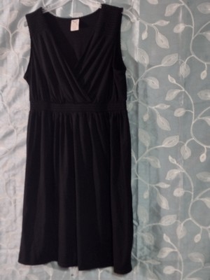 2X 18-20W Black Midi V Neck Sleeveless Swing Dress Faded Glory RN 44480 ...