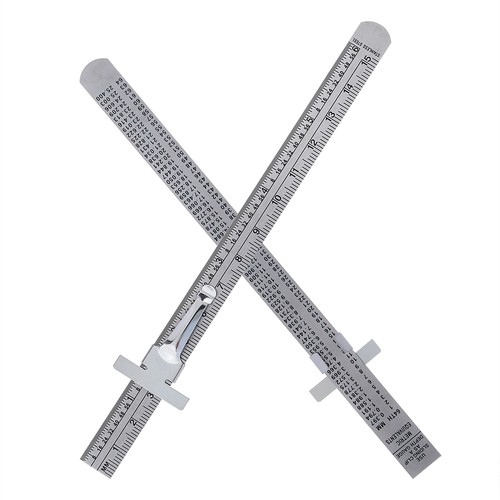 2pcs 6inch / 15cm Stainless Steel Imperial and Metric Graduations ...