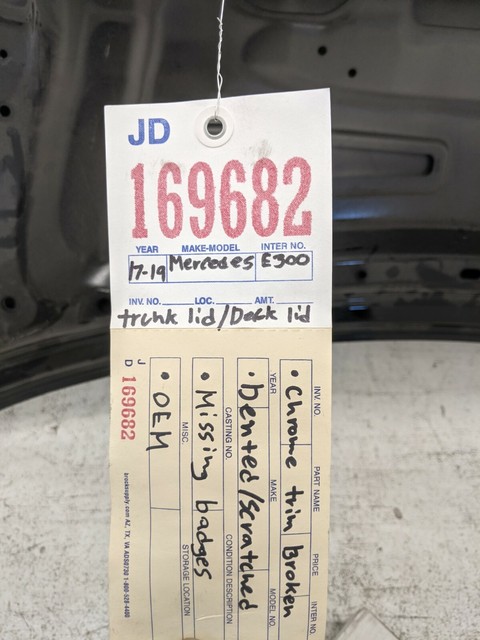 MERCEDES E300 Trunk Lid DECKLID 17 18 19 20 OEM 2137503400 for sale ...