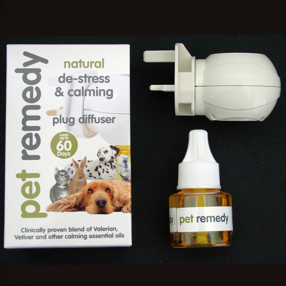 PET REMEDY DIFFUSER & 40ml REFILL HELPS CALM DOG CAT HORSE BIRD STRESS ...