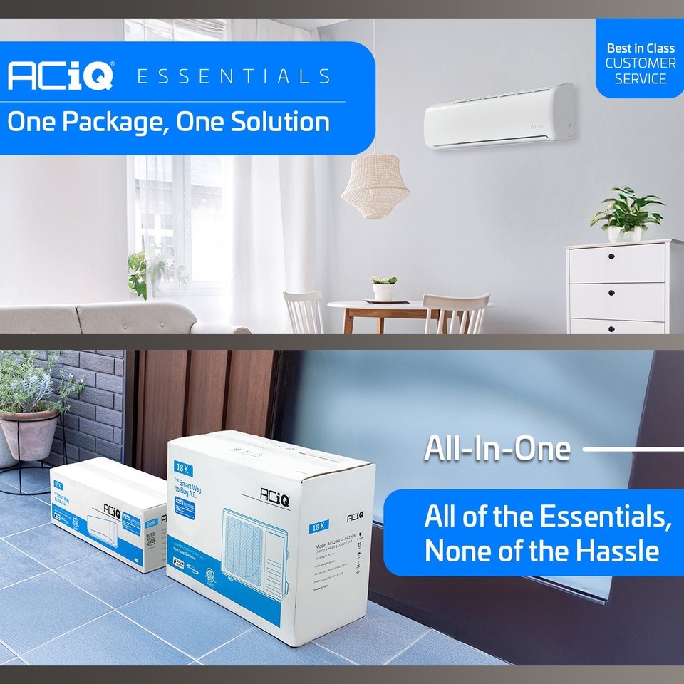 18000 BTU WiFi Ductless Mini Split Air Conditioner & Heat Pump AC Kit ...