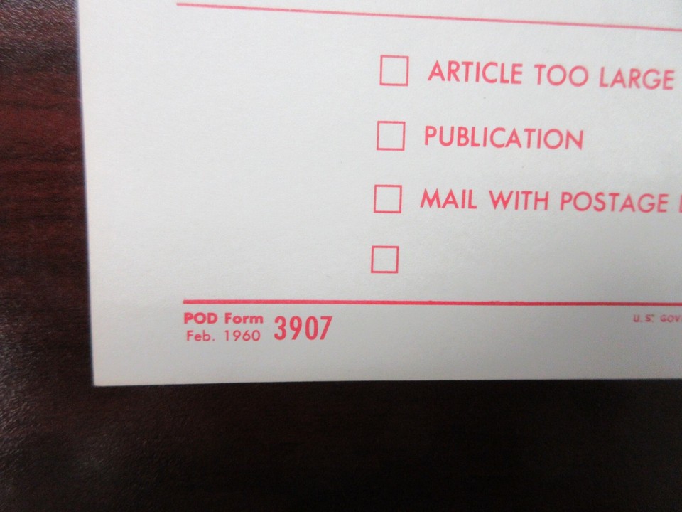 1960 Post Office Form 3907 "Notice to Call at Window" Form - RB2852 | eBay
