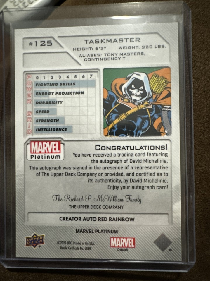 2023 Upper Deck Marvel Platinum Taskmaster David Michelinie Red Artist ...