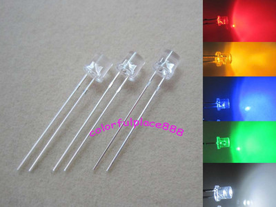 500pcs, 5mm Red Yellow Blue Green White Flat Top LED Wide Angle Bright ...